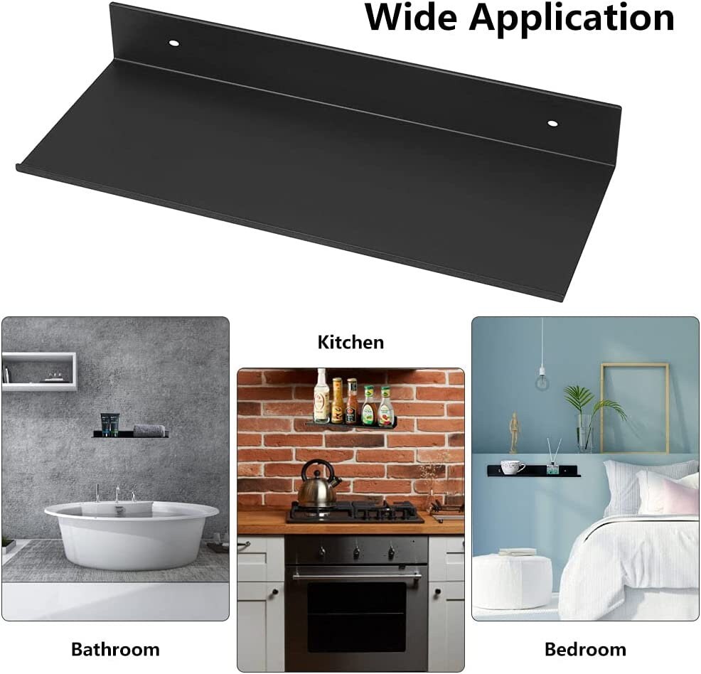 Set of 2 Black Minimalist Floating Shelf /modern Metal Decorative ...