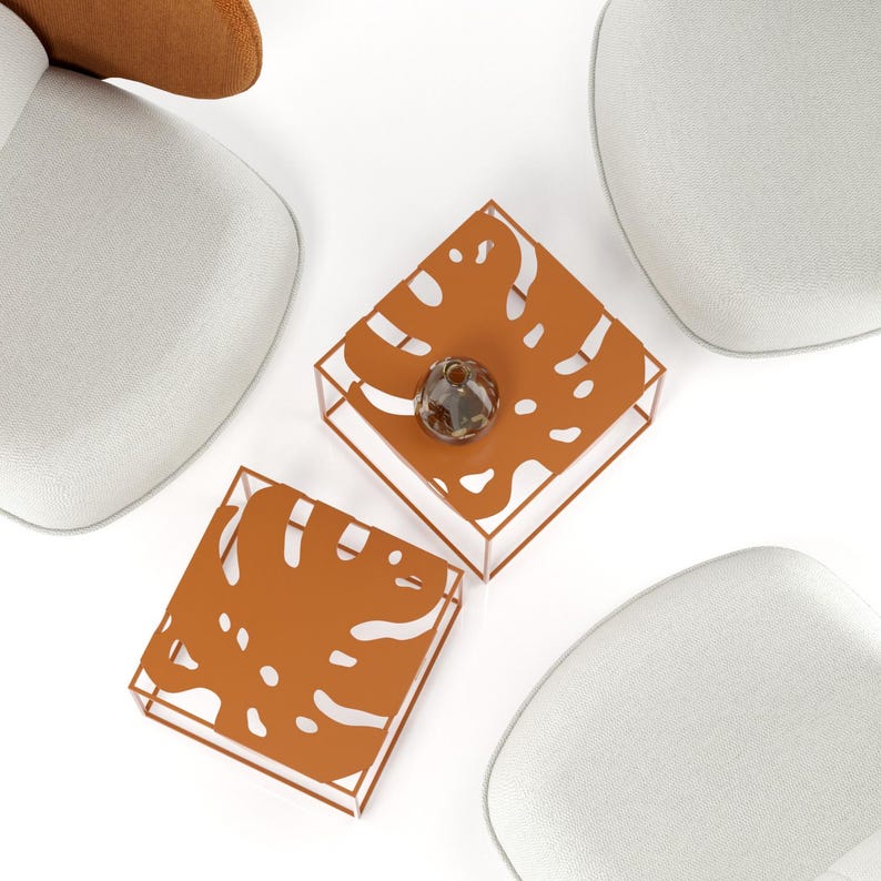 Modern Monstera Leaf Cutout Metal Side Table – Stylish & Minimalist ...