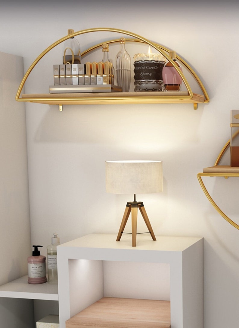 Gold - Solid Wall Shelf, Wood Shelf, Wall Decor, Living Room Decor ...