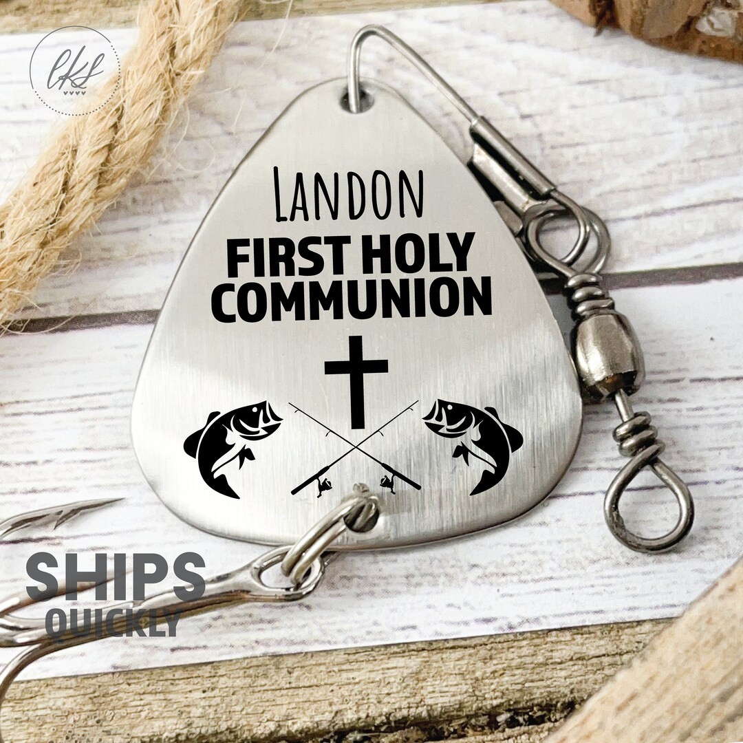First Holy Communion Fishing Lure 2 Fish Personalized Gift - Etsy
