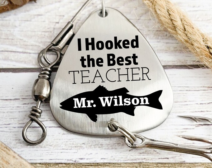 Teach Fish Fishing Lure Personalized Gift for Teacher Retirement ...