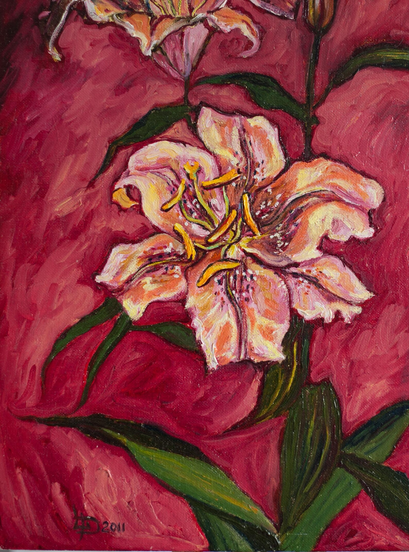 Lily Flower Original Oil Painting Alla Prima Expressive Floral Wall Art ...