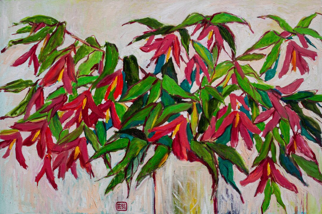 Begonia Original Oil Painting Large Box Canvas Floral Art 61x91x4cm - Etsy