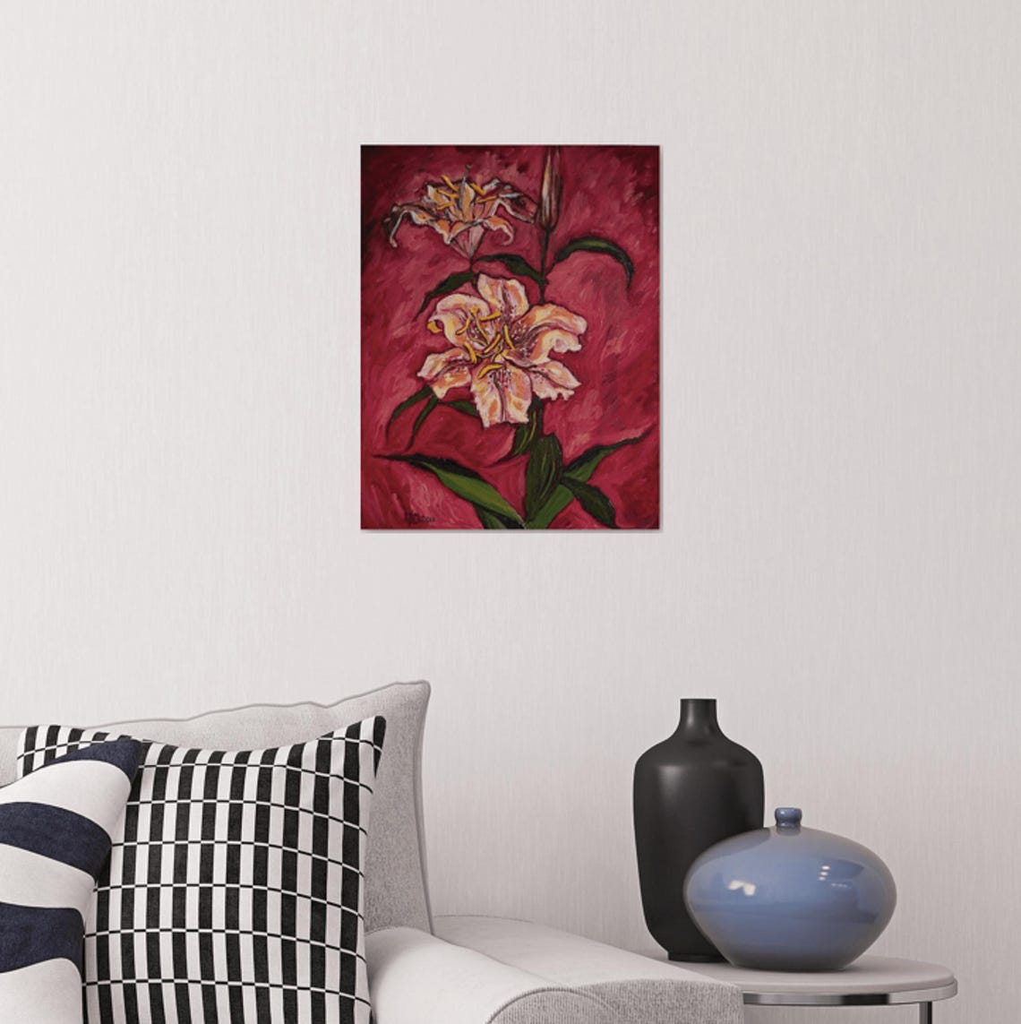 Lily Flower Original Oil Painting Alla Prima Expressive Floral Wall Art ...