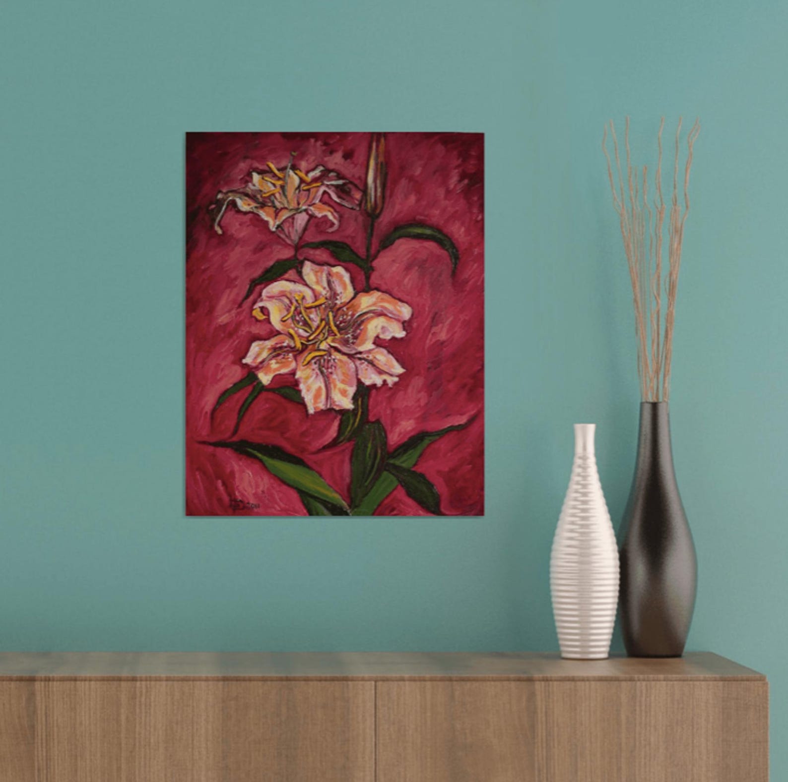 Lily Flower Original Oil Painting Alla Prima Expressive Floral Wall Art ...
