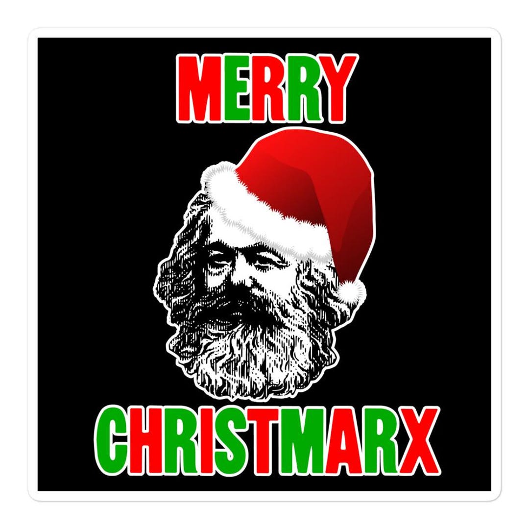 New Black Novelty Comedy Vinyl Sticker Political Merry Christmarx Karl ...