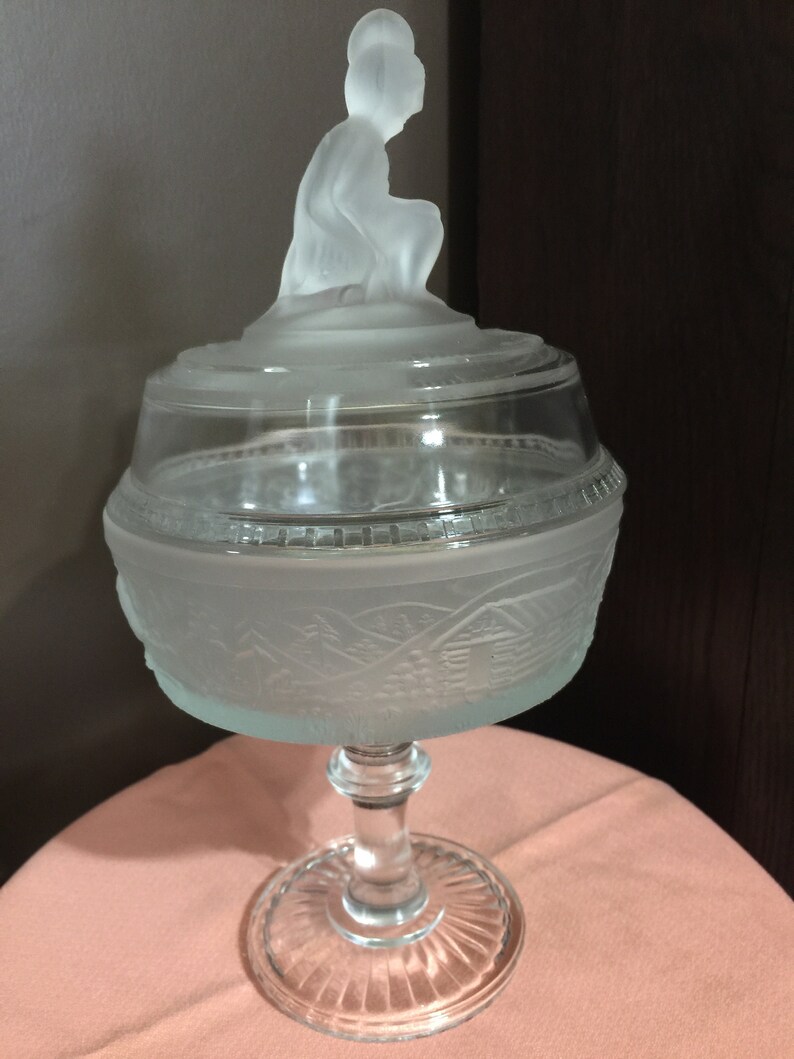 Pressed Glass Compote Western Ho! Pattern-by LG Wright Glass Co-1960s ...