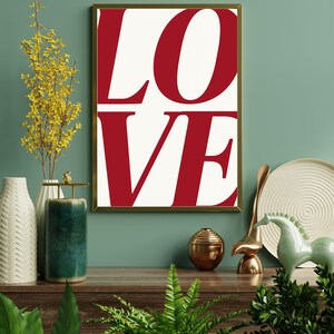 Love Wall Art Print Trendy Love Print Download Red Love Poster Trendy ...