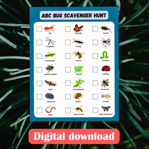 Bug Scavenger Hunt Printable for Kids, Outdoor Summer Activities for ...