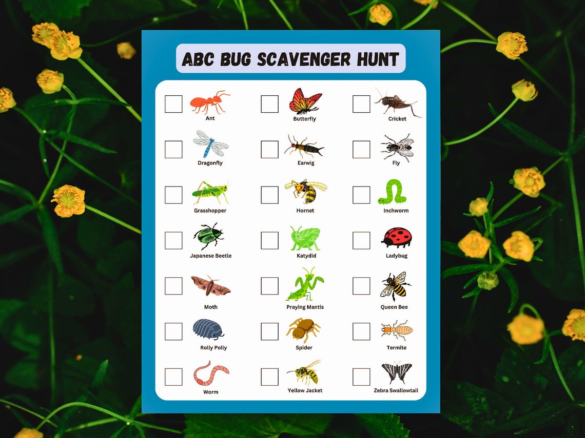 Bug Scavenger Hunt Printable for Kids, Outdoor Summer Activities for ...