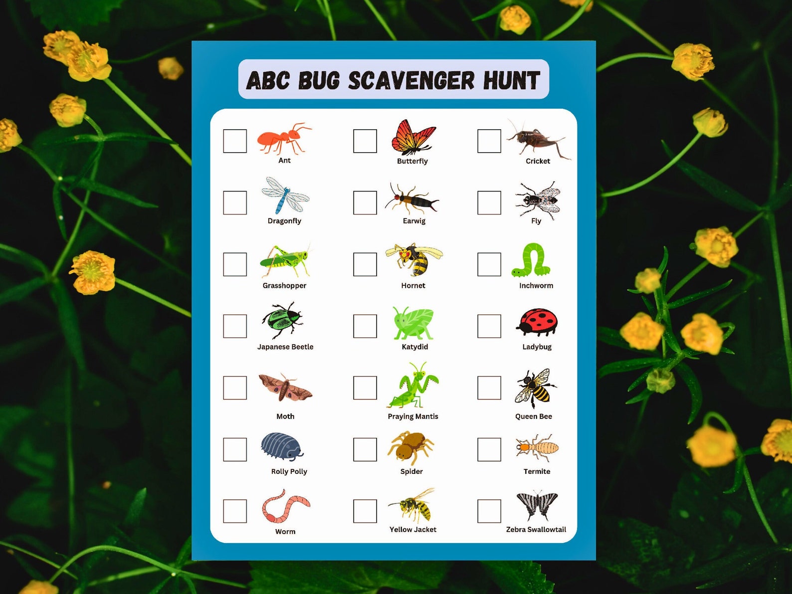 Bug Scavenger Hunt Printable for Kids, Outdoor Summer Activities for ...