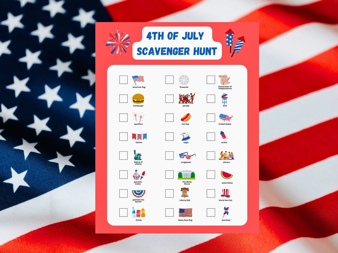 4th of July Scavenger Hunt, 4th of July Games, 4th of July Birthday ...