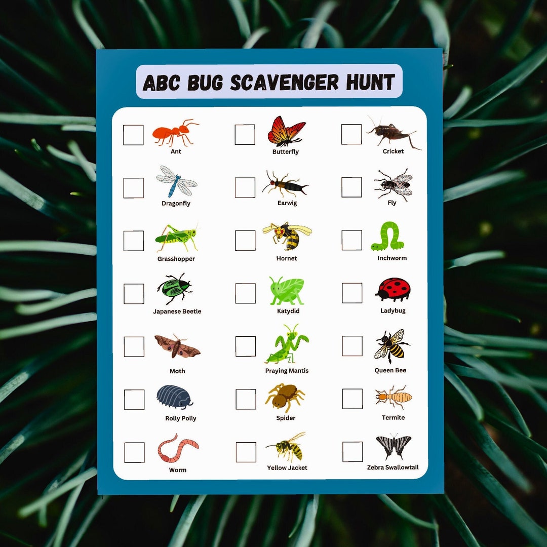Bug Scavenger Hunt Printable for Kids, Outdoor Summer Activities for ...