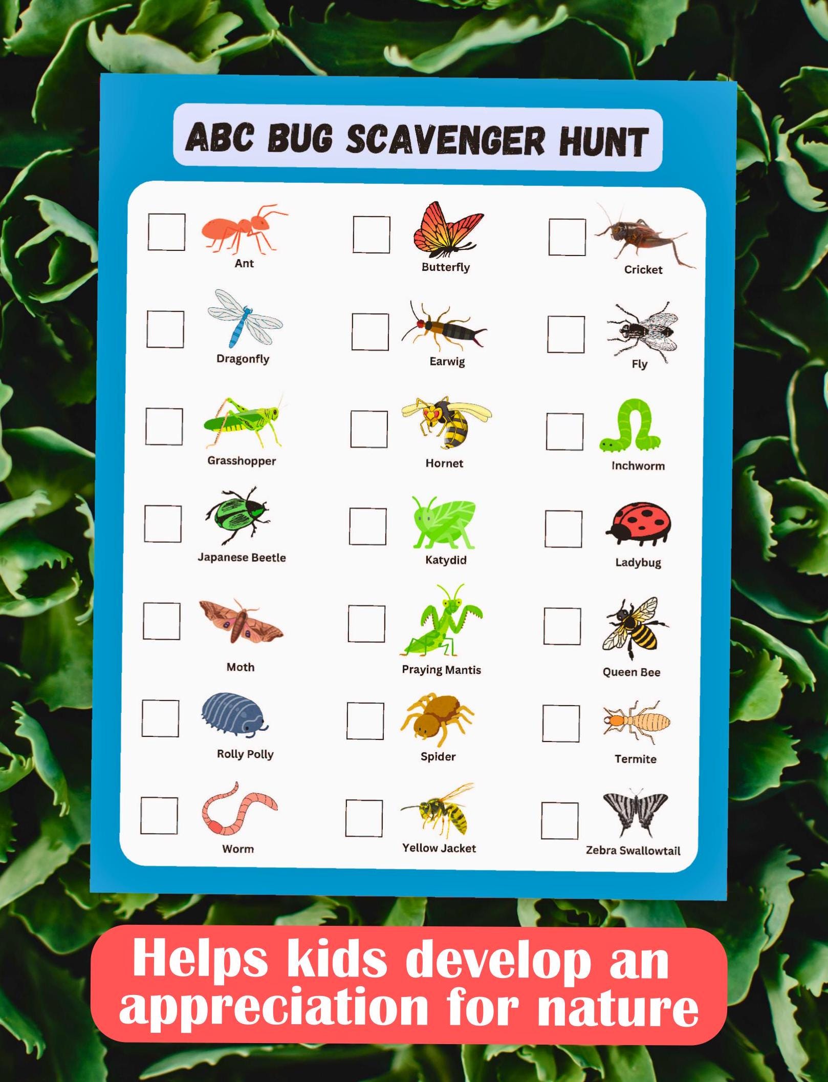 Bug Scavenger Hunt Printable for Kids, Outdoor Summer Activities for ...