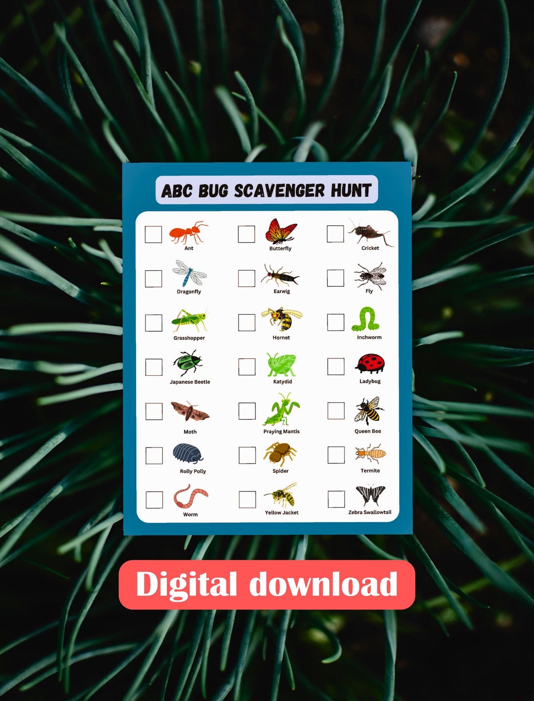 Bug Scavenger Hunt Printable for Kids, Outdoor Summer Activities for ...