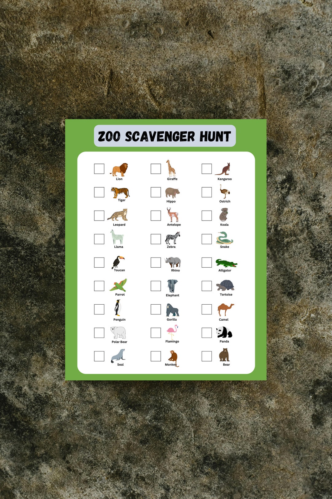 Zoo Scavenger Hunt Kids Printable, Outdoor Scavenger Hunt, Summer ...