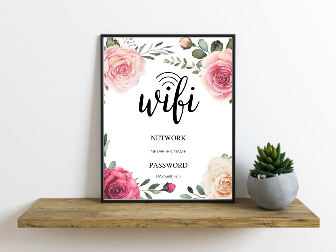 Printable Floral WIFI Sign Editable WIFI Password Card | Etsy
