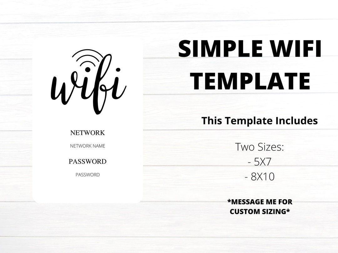 Printable WIFI Sign, Editable WIFI Password Card, Internet, Living Room ...