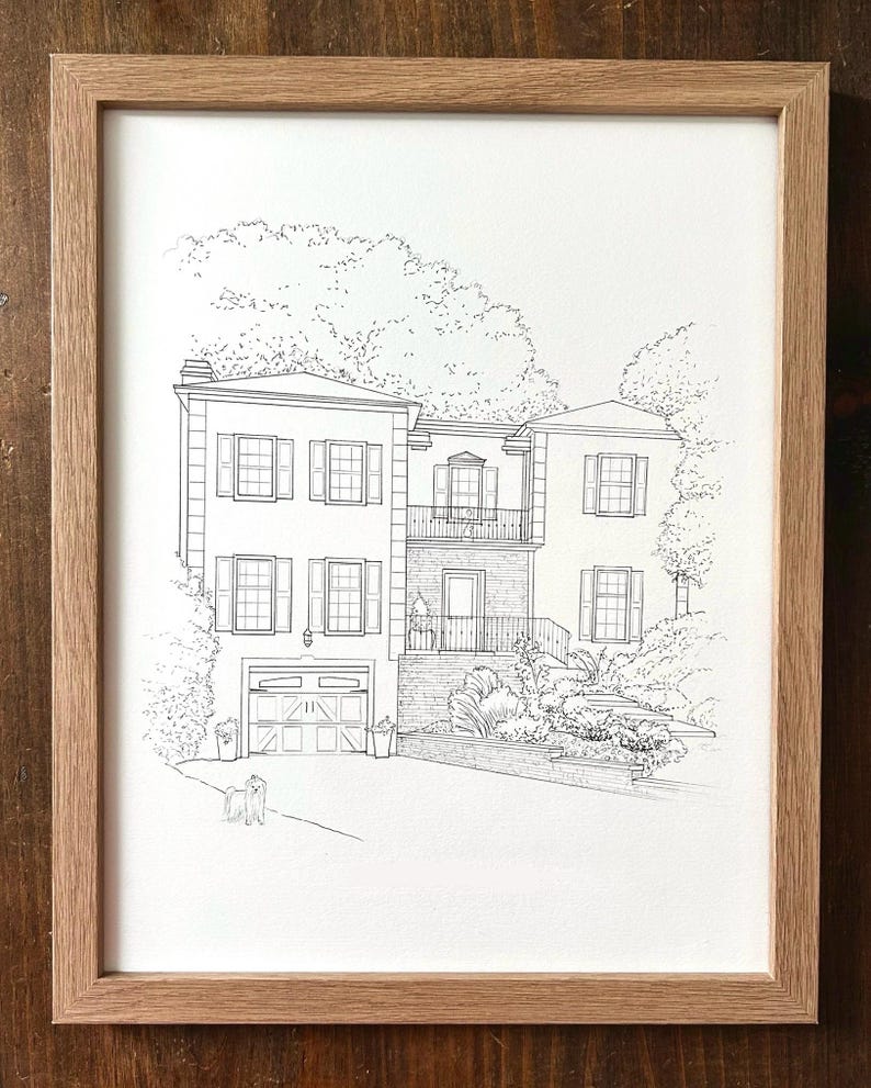Custom House Drawing, Hand-drawn House From Photo, House Warming Gift ...