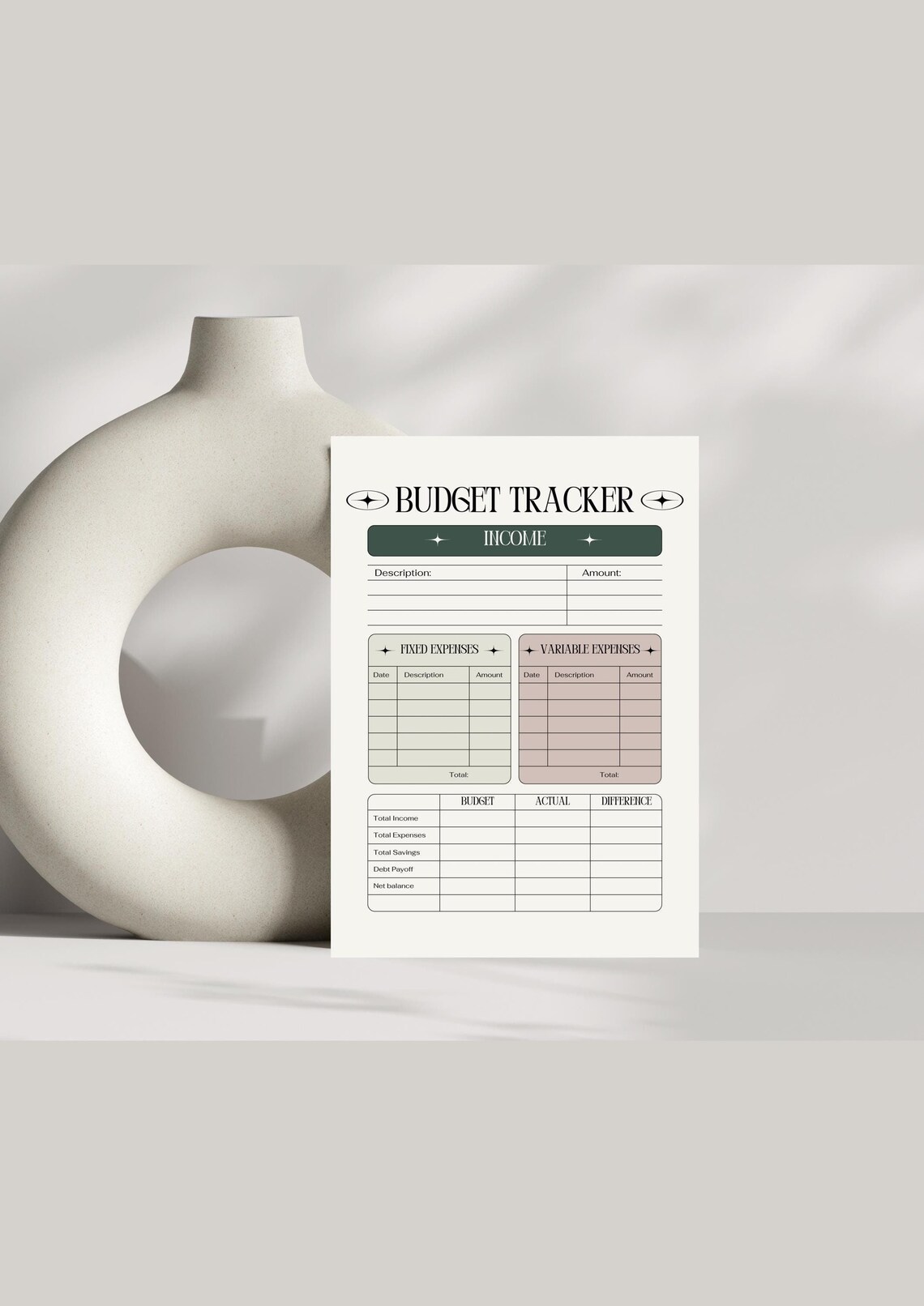 Minimalist Budget Planner Printable Aesthetic Finance Tracker PDF for ...