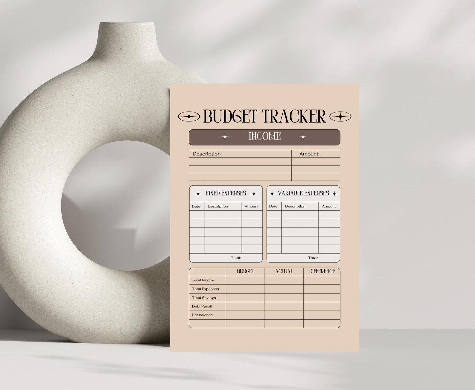 Minimalist Budget Planner Printable Aesthetic Finance Tracker PDF for ...