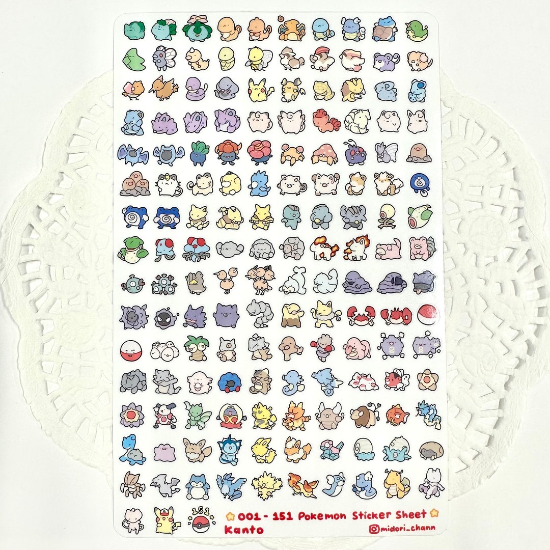Poké Gen 1 001-151 Vinyl Sticker Sheet | 153 Mini Stickers! - Etsy