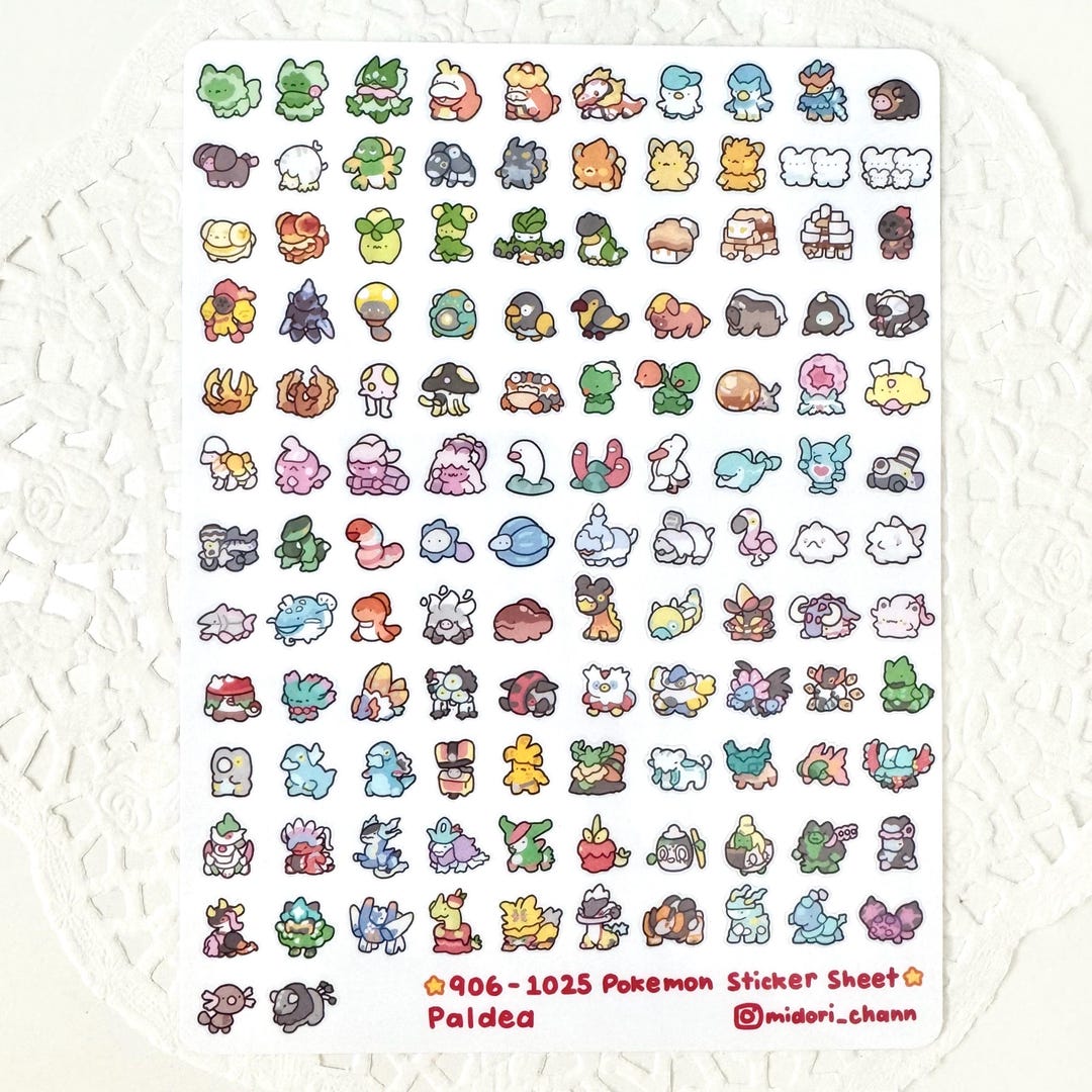 Poké Gen 9 906-1025 Vinyl Sticker Sheet | 122 Mini Stickers Including ...