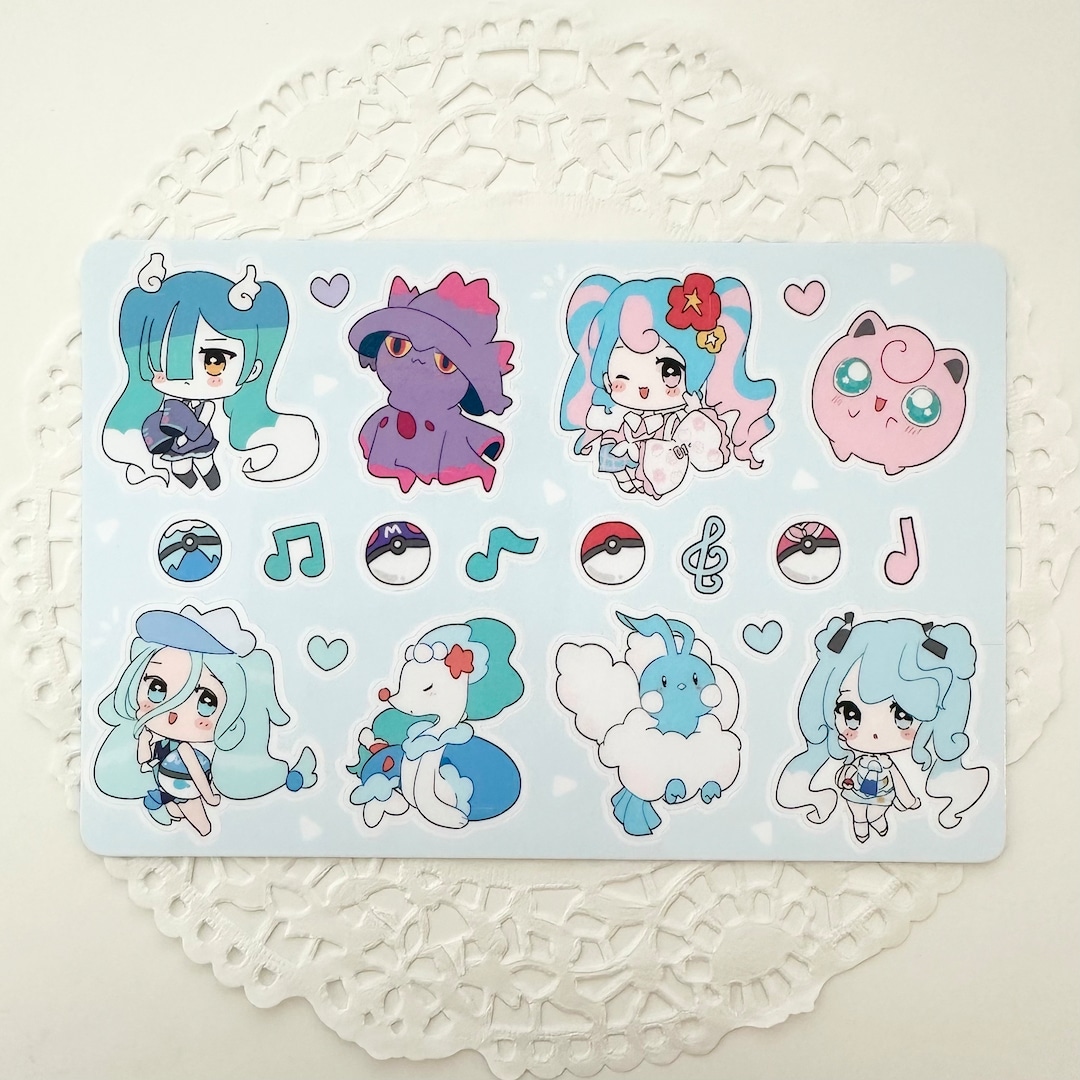 Pokemiku Chibi Trainers Vinyl Sticker Sheet | 20 Stickers! - Etsy