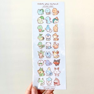 Pastel Tiny Derpy Poke Gen 1-9 Starters Sticker Sheet | 27 Stickers! - Etsy