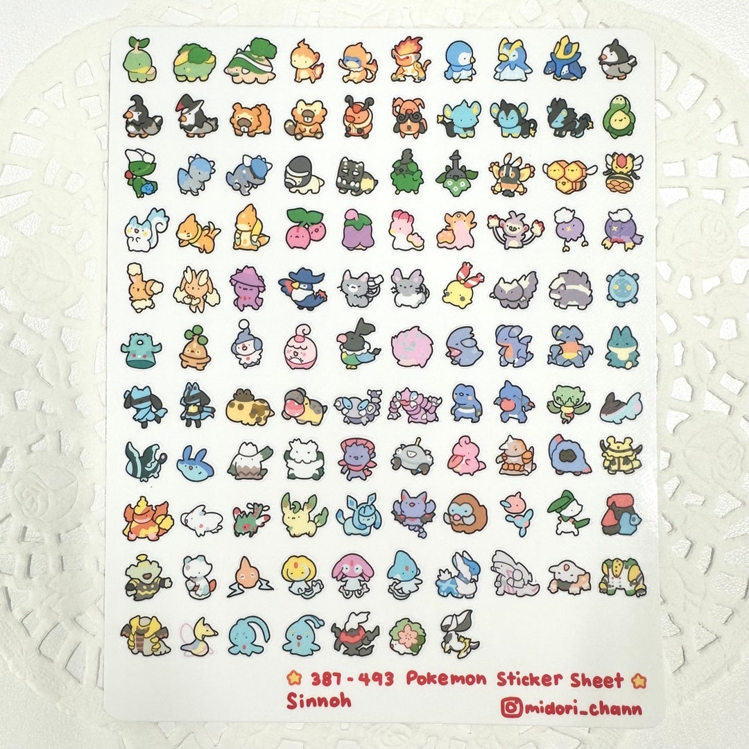 Poké Gen 4 387-493 Vinyl Sticker Sheet | 107 Mini Stickers! - Etsy