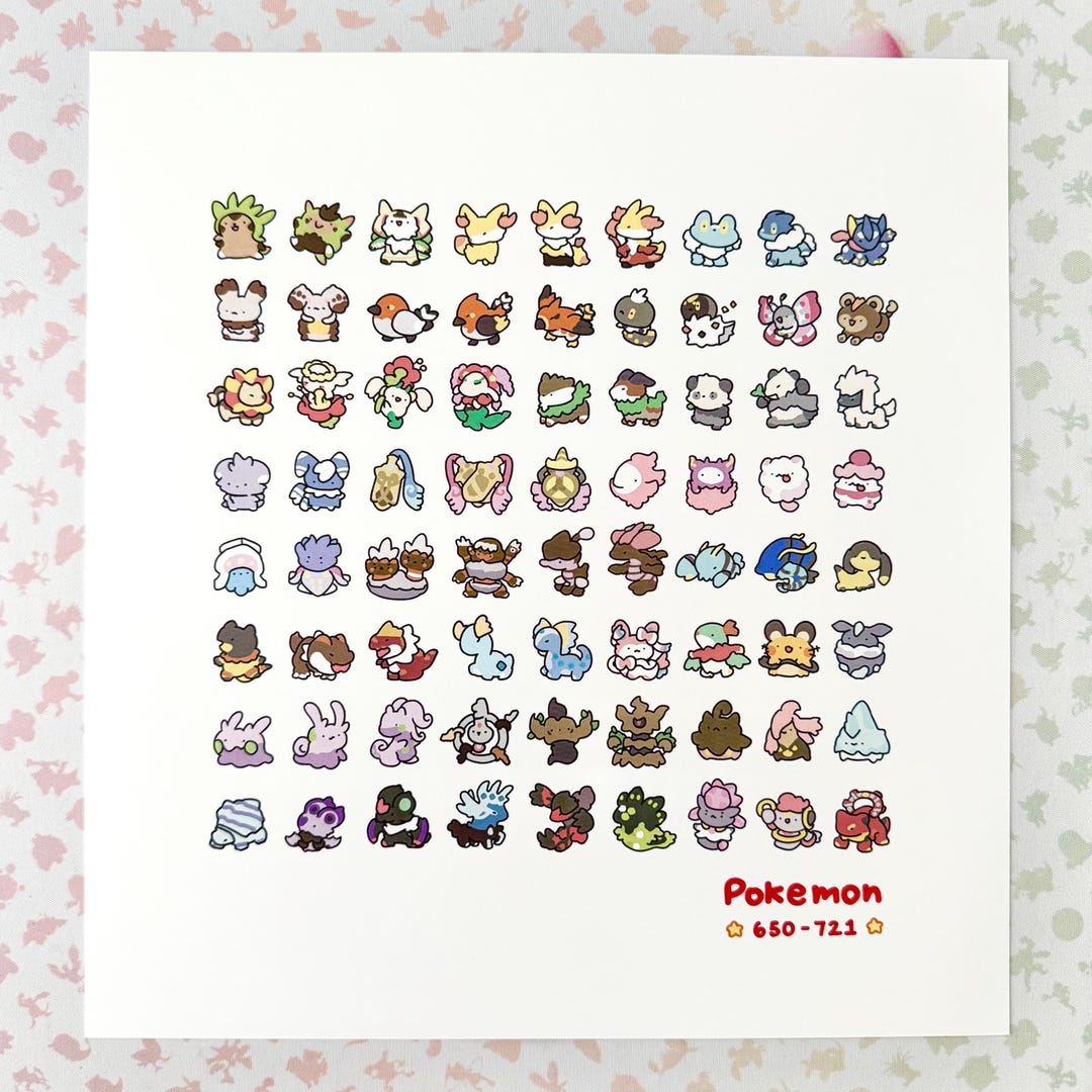 Poké Gen 6 650-721 Large Art Print L Wall Art - Etsy