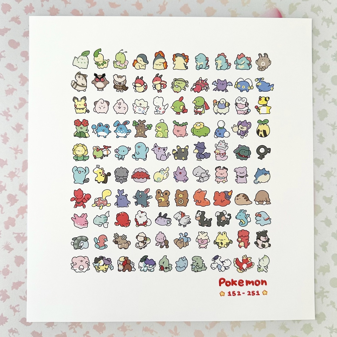 Poké Gen 2 152-251 Large Art Print - Etsy