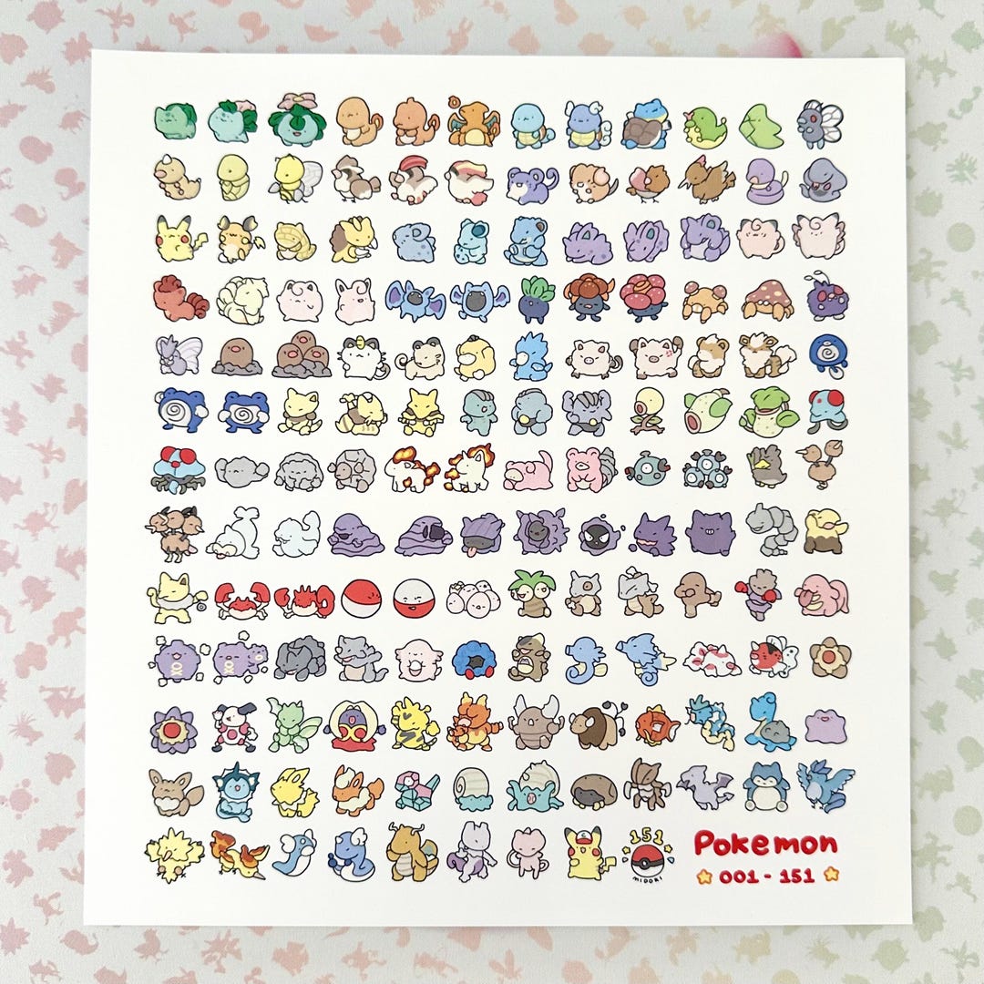 Poké Gen 1 001-151 Large Art Print - Etsy