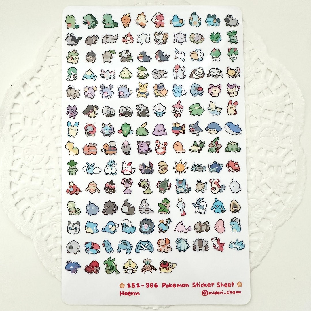 Poké Gen 3 252-386 Vinyl Sticker Sheet | 136 Mini Stickers! - Etsy