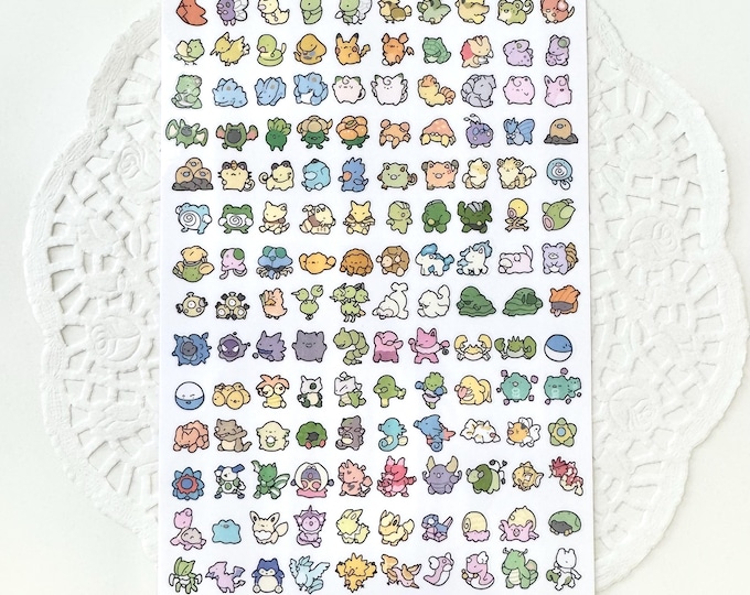 Poké Gen 1 Shiny 001-151 Vinyl Sticker Sheet | 153 Mini Stickers! - Etsy