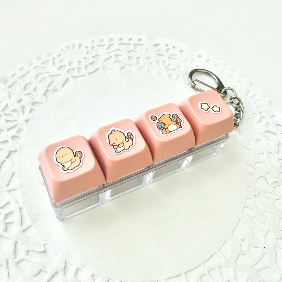 Fire Lizard Evolution Line Keycap Keychain | Quad Clicker Fidget Toy ...