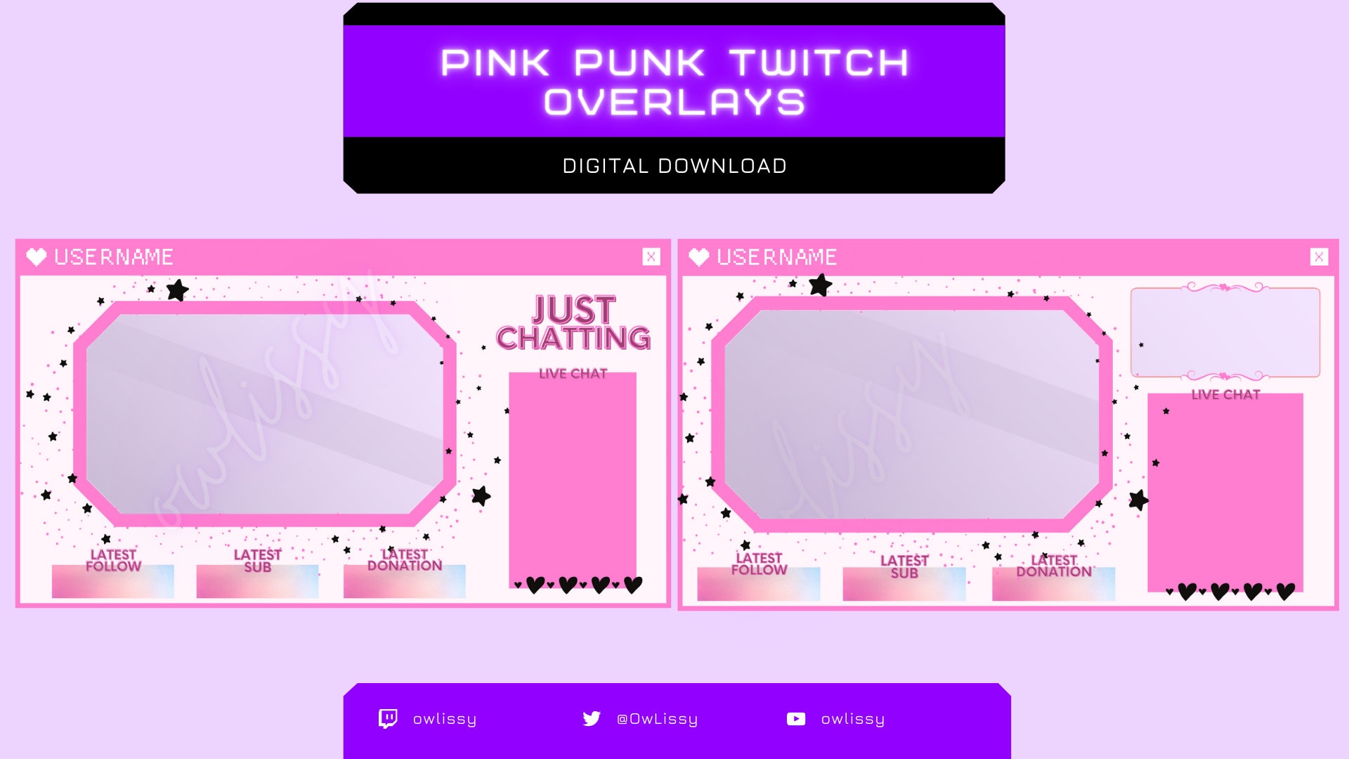 Hot Pink Twitch Overlays | Digital Download - Etsy