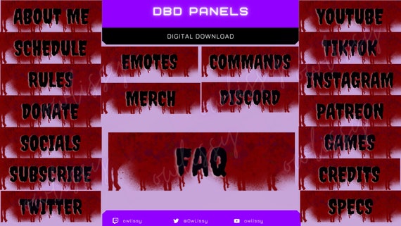 DBD Bloody Twitch Panels | Etsy