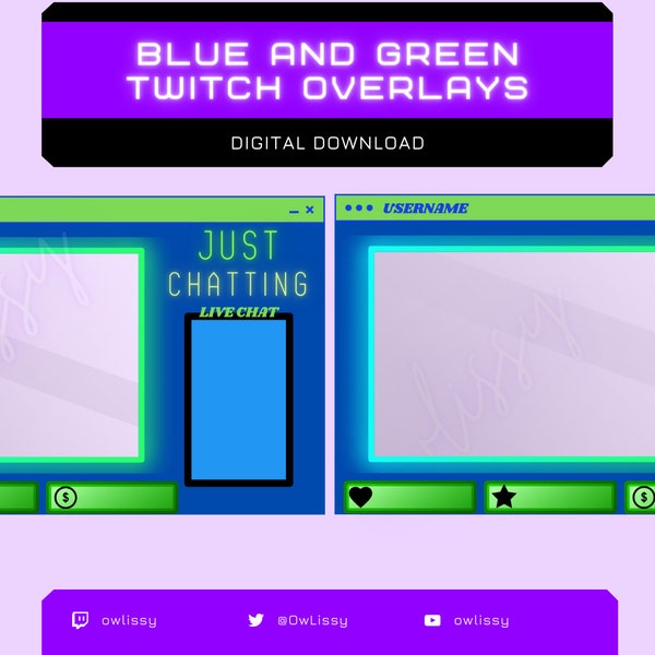 Twitch Overlay Scene Just Chatting Green - Etsy