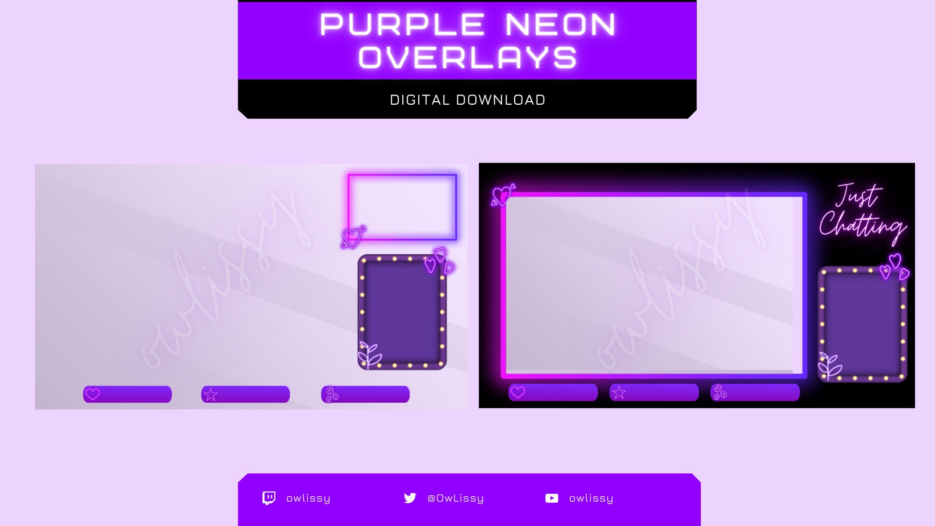 Purple Neon Twitch Overlays | 1920x1080 - Etsy