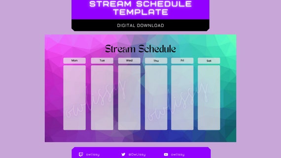 Twitch Stream Schedule Template Gradient | Etsy
