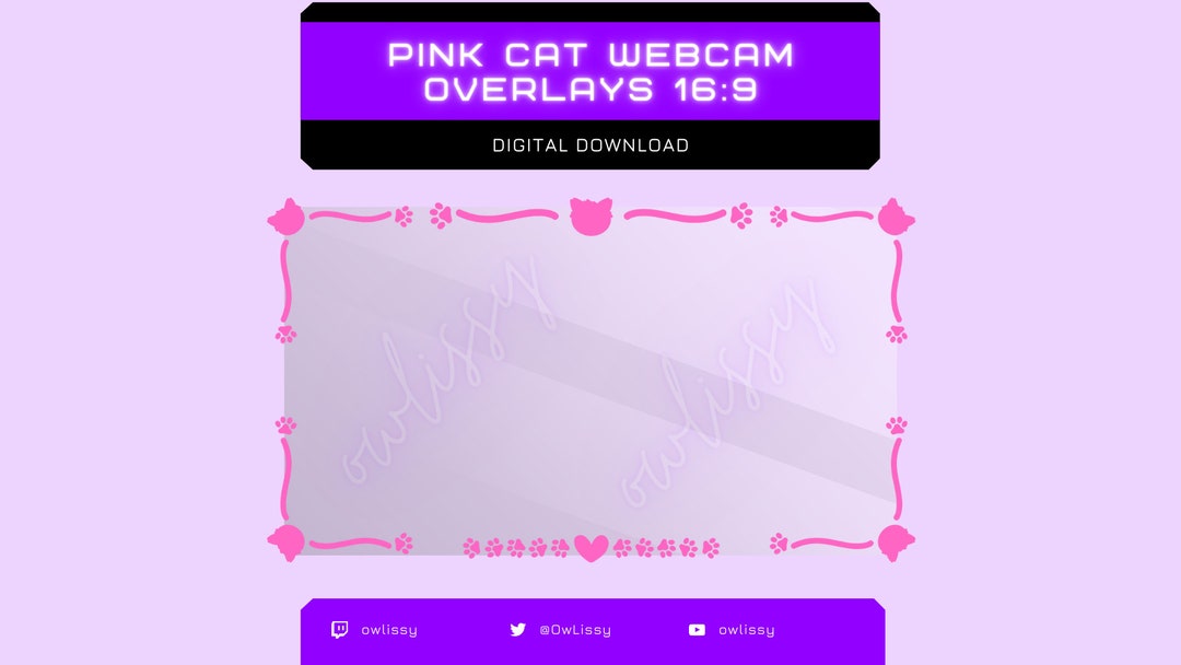 Pink Kitty Webcam Border | 16:9 - Etsy