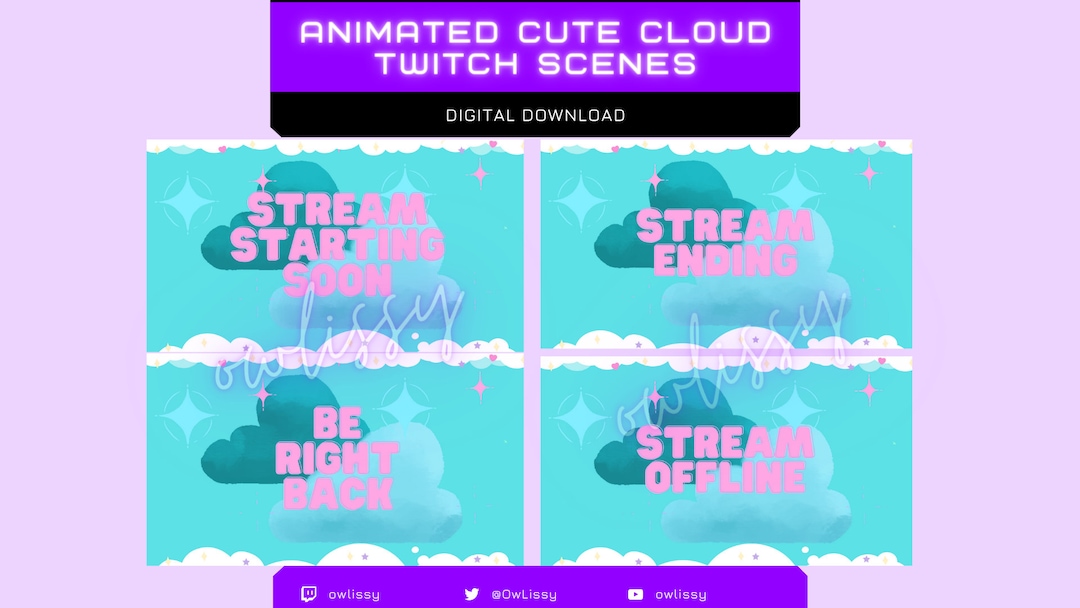 Cute Cloud Twitch Scenes | 1920 X 1080 - Etsy