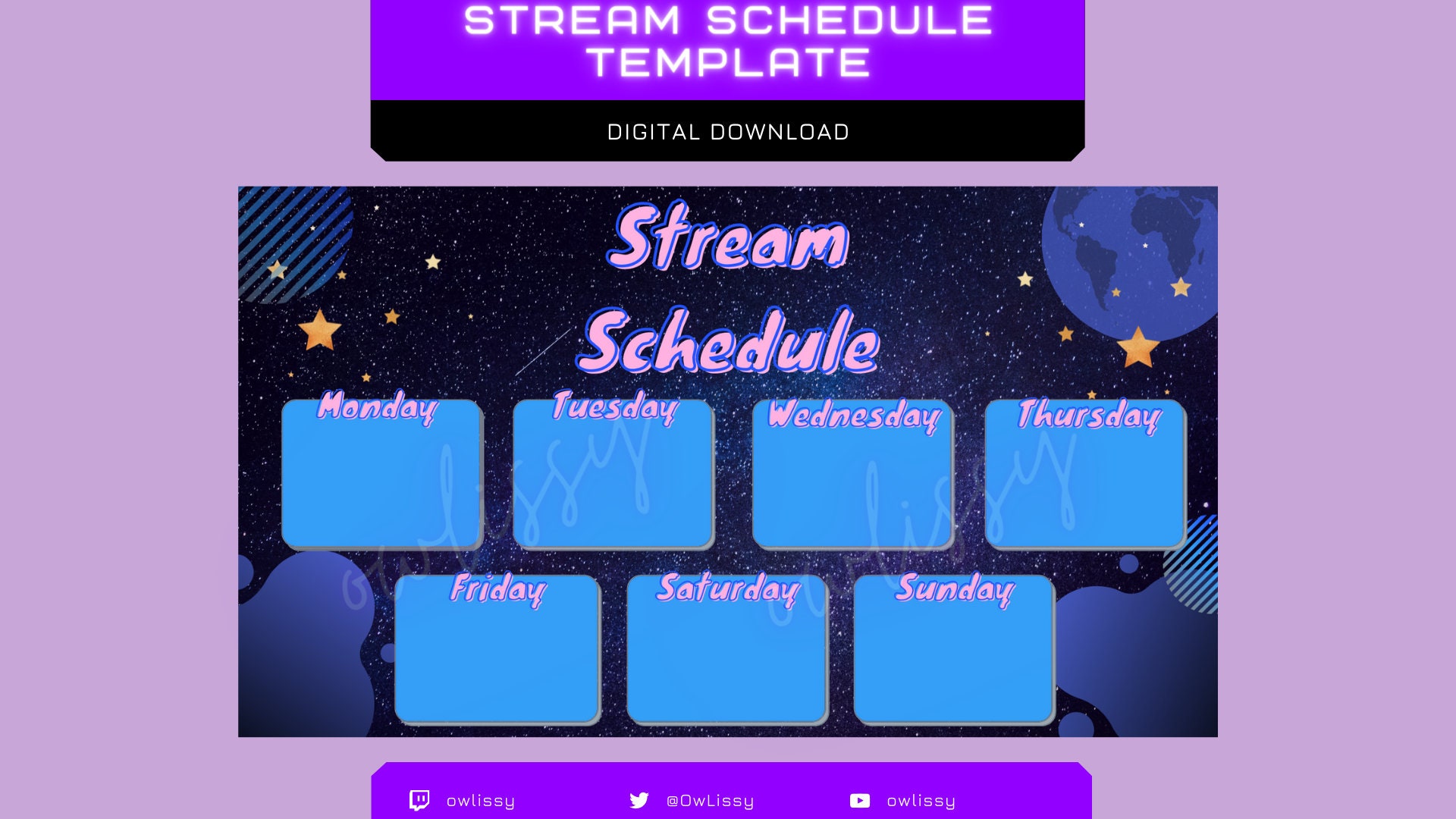 Stream Schedule Template | Starry Night - Etsy