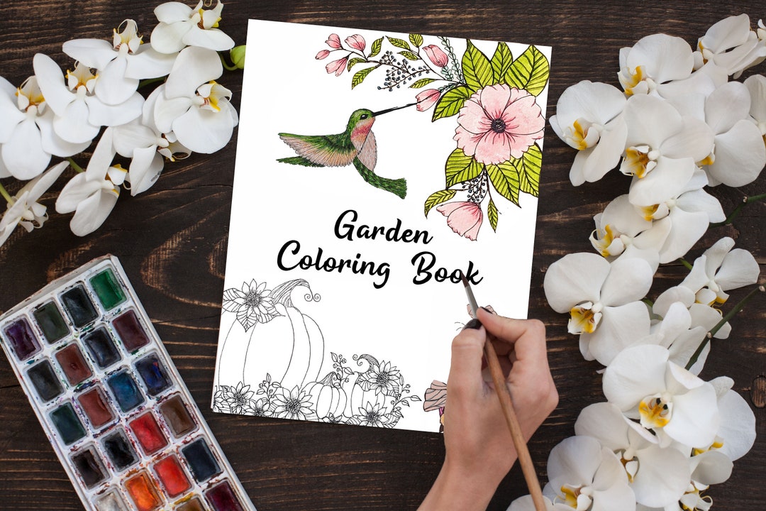 Garden Coloring Book | Garden Coloring Pages | Garden Line Art | Flower ...