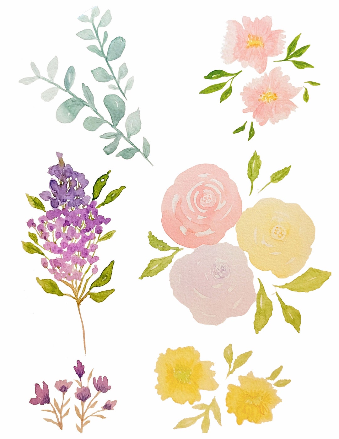 Spring Clip Art | Watercolor Flowers | Pastel Flower Clip Art | Lilac ...