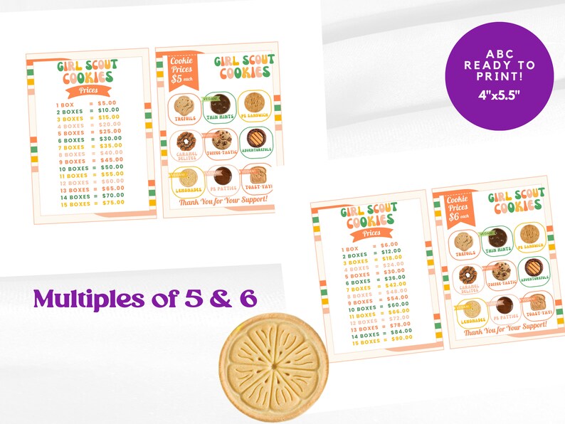 2024 Girl Scout Cookie Lanyard, Printable LBB ABC Price Menu, Cookie ...