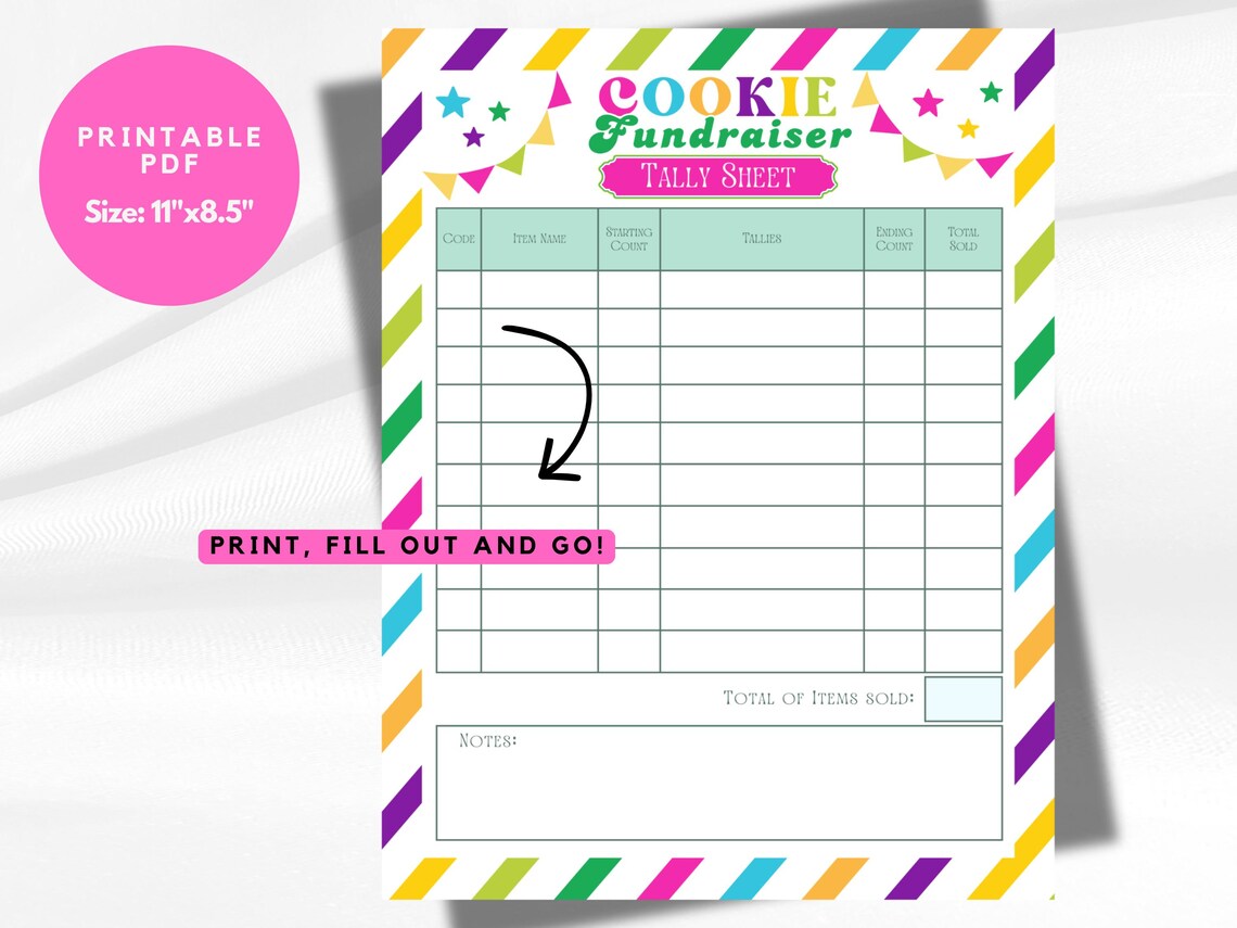 Youth Fundraiser Tally Sheet | Sales Tracker Organizer | Color-coded ...