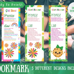 Printable Girl Scout Law and Promise Bookmark, Girl Scout Gift, Cookie ...