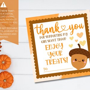 2024 Girl Scout Fall Product Thank You Card & Cookie Delivery Tag ...